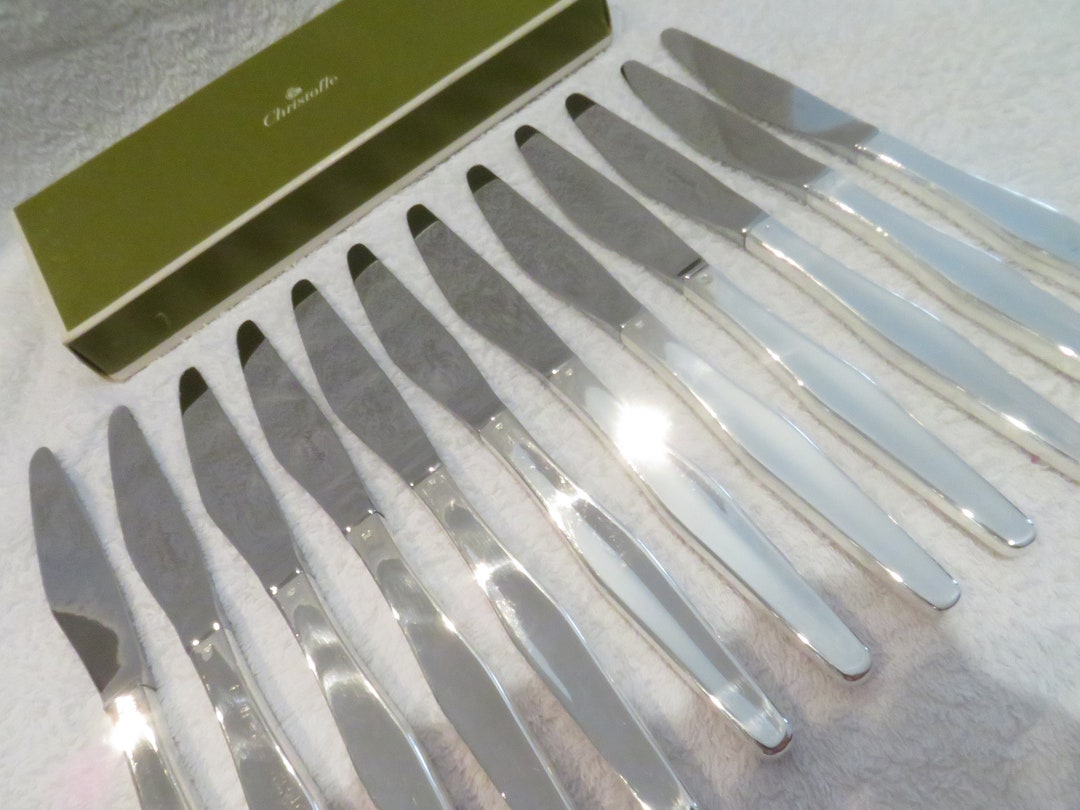 12 Dessert Knives Silver Metal Handle Modernist Style Goldsmith ...