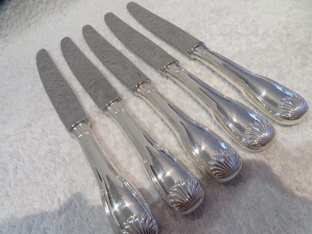 5 Table Knives With Silver-plated Metal Handles, Ercuis Goldsmith ...