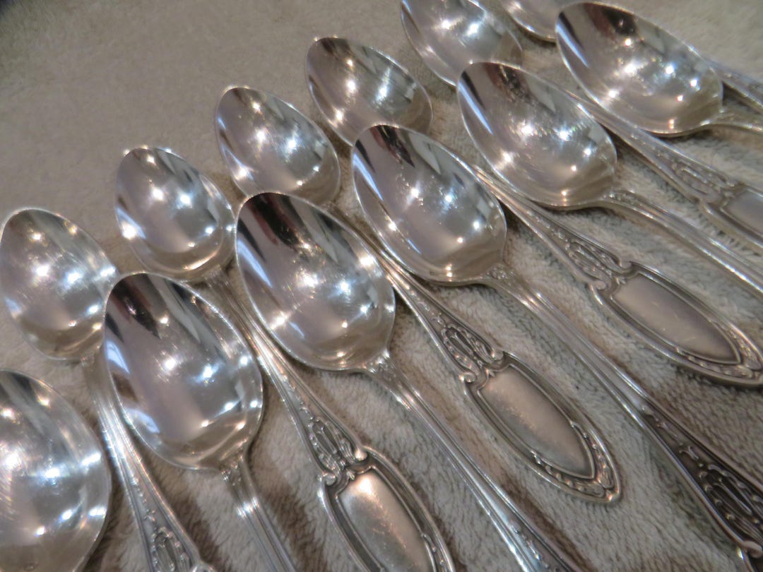12 Silver Plated Coffee Spoons Empire Style Goldsmith Ercuis Model ...