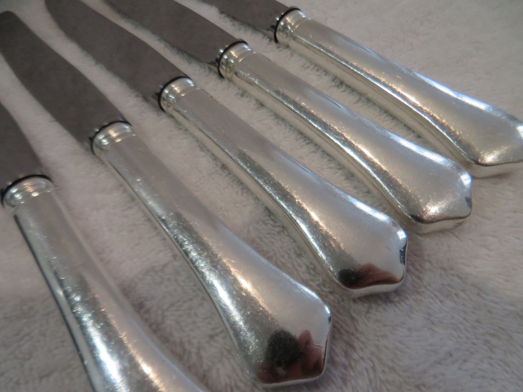 5 Silver Metal Dessert Knives Goldsmith Ravinet Denfert Model Brantome ...
