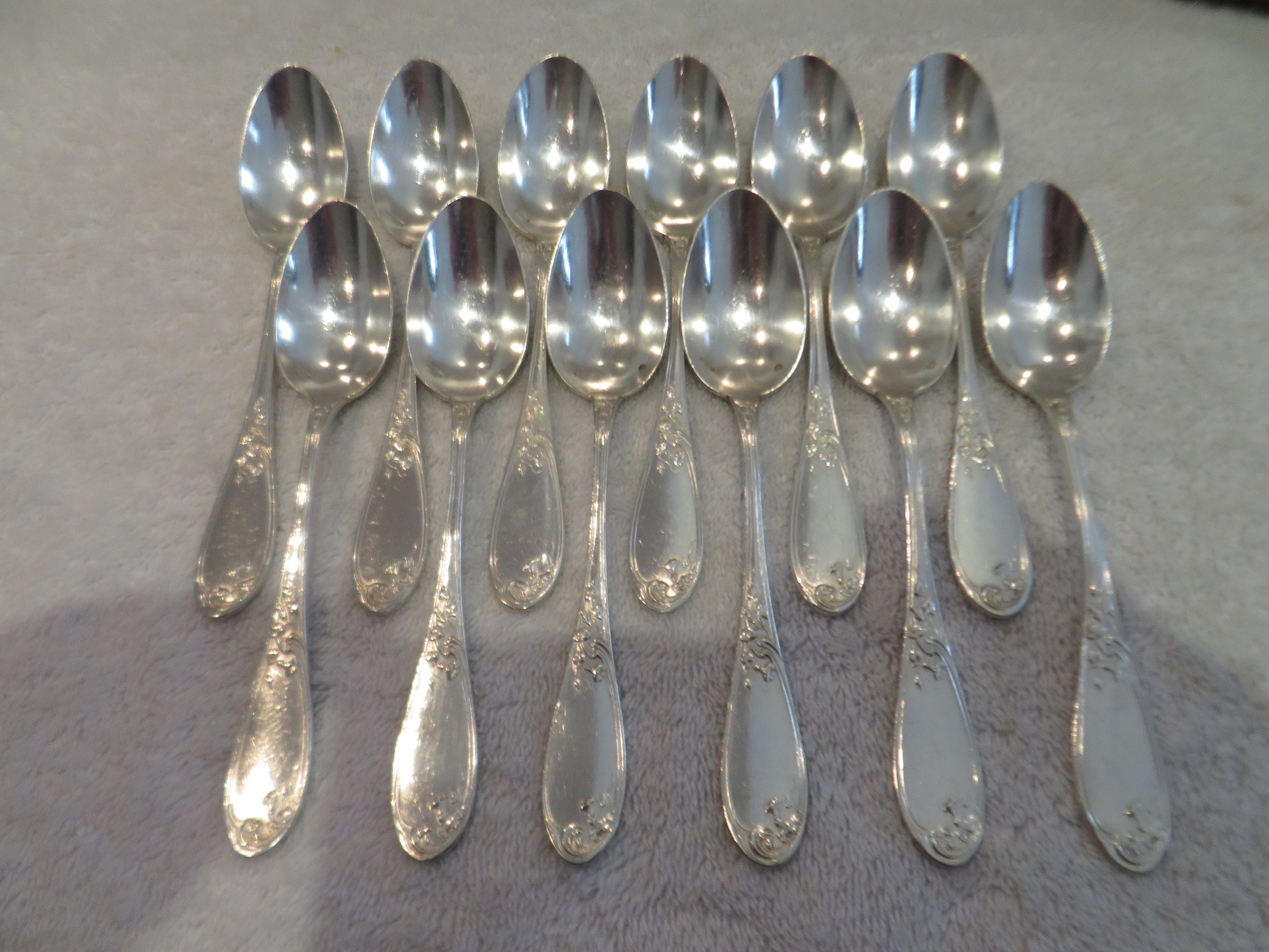 Beautiful set 12 teaspoons silver metal art nouveau style | Etsy