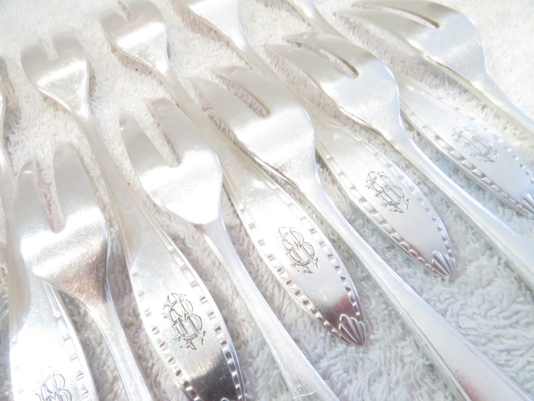 12 Silver-plated Shellfish Forks Christofle Goldsmith Model Albatros ...