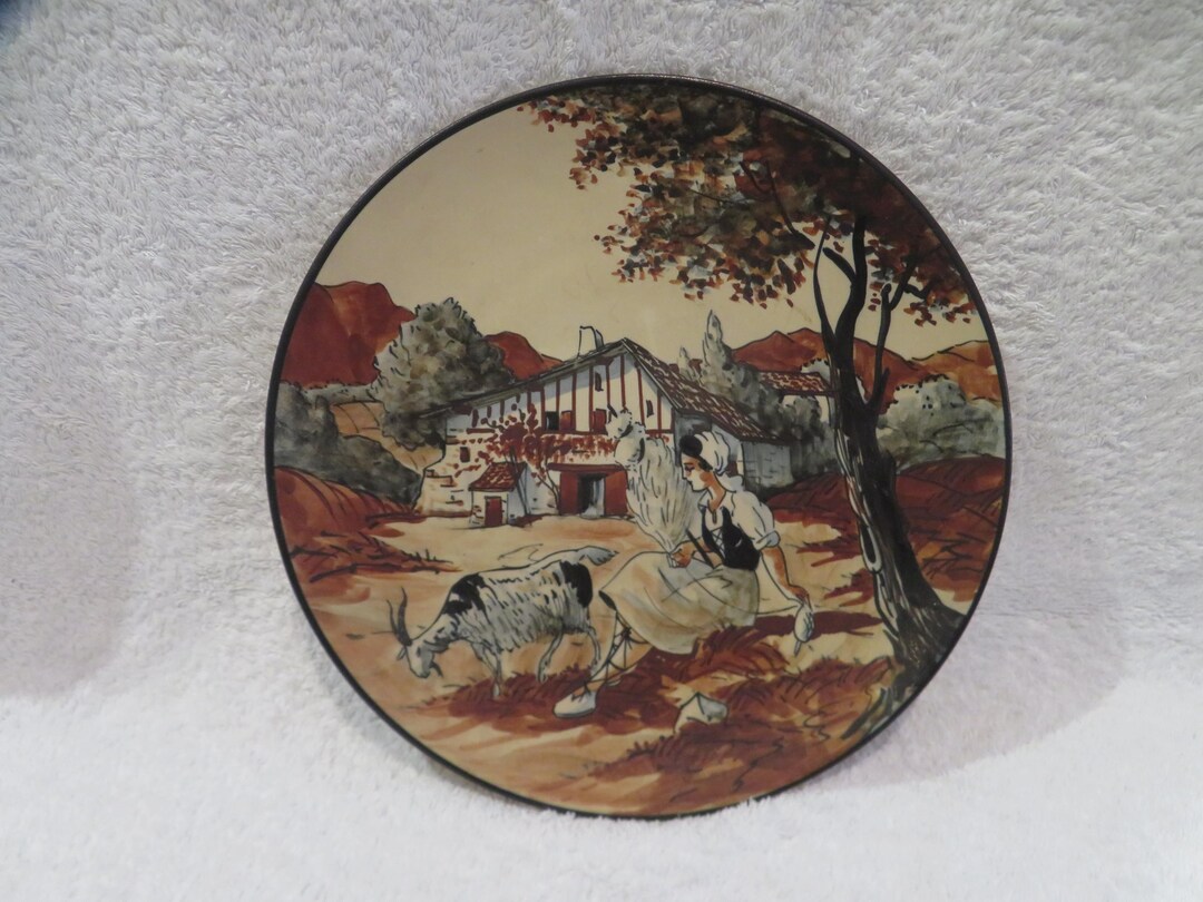 Beautiful Stoneware Plate From Ciboure Decorated With Basque ...