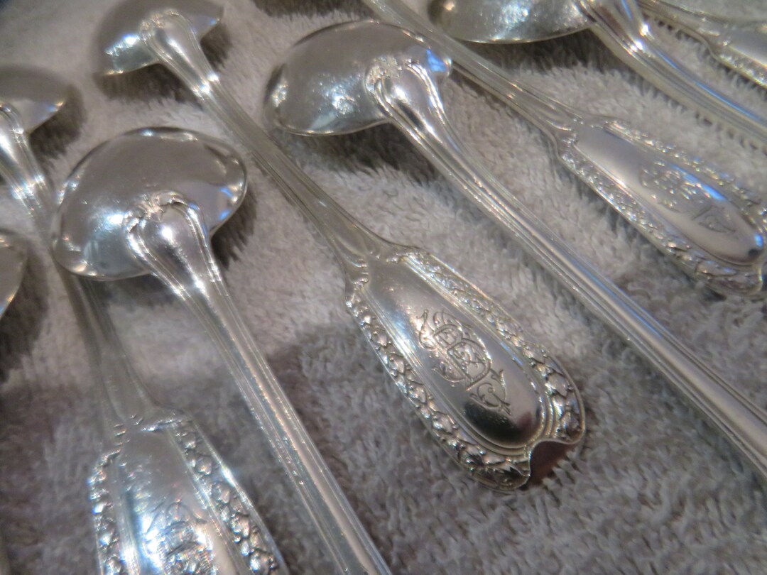 12 Silver Coffee Spoons 950 Minerva Louis XVI Style Goldsmith C ...