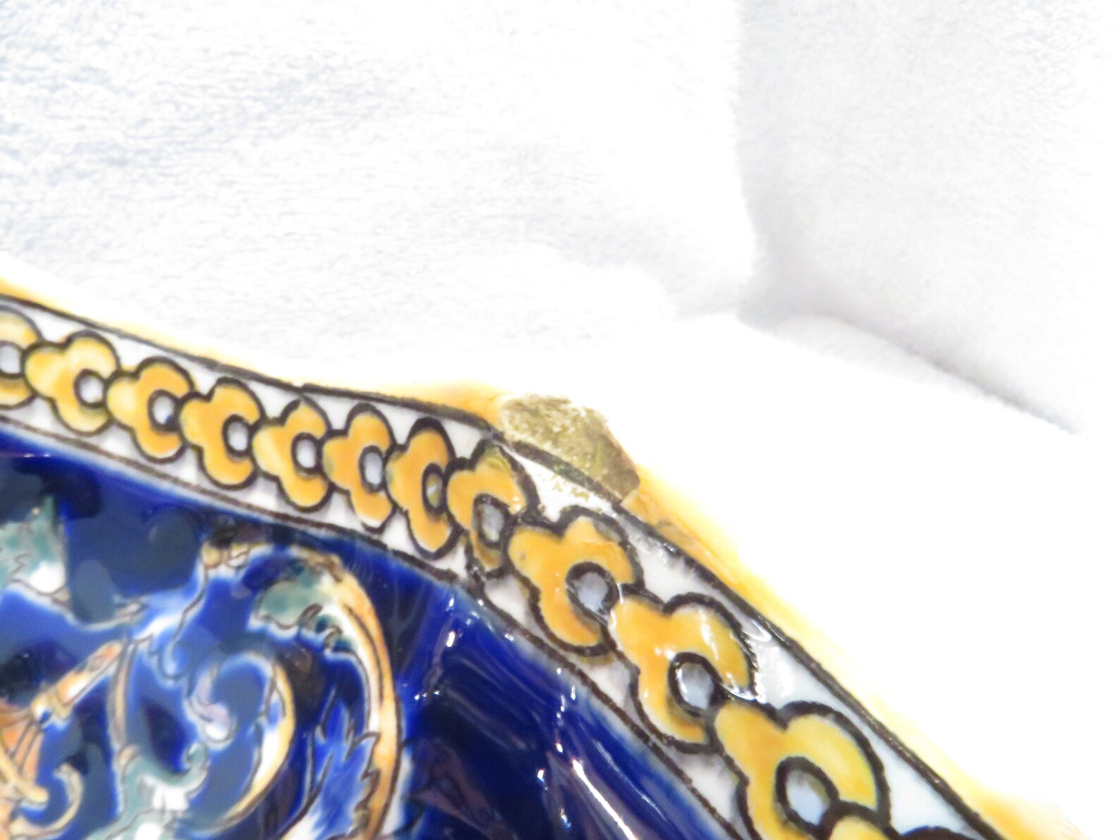 Melonnière Fruit Bowl Faience of Gien Decoration Renaissance on Blue ...