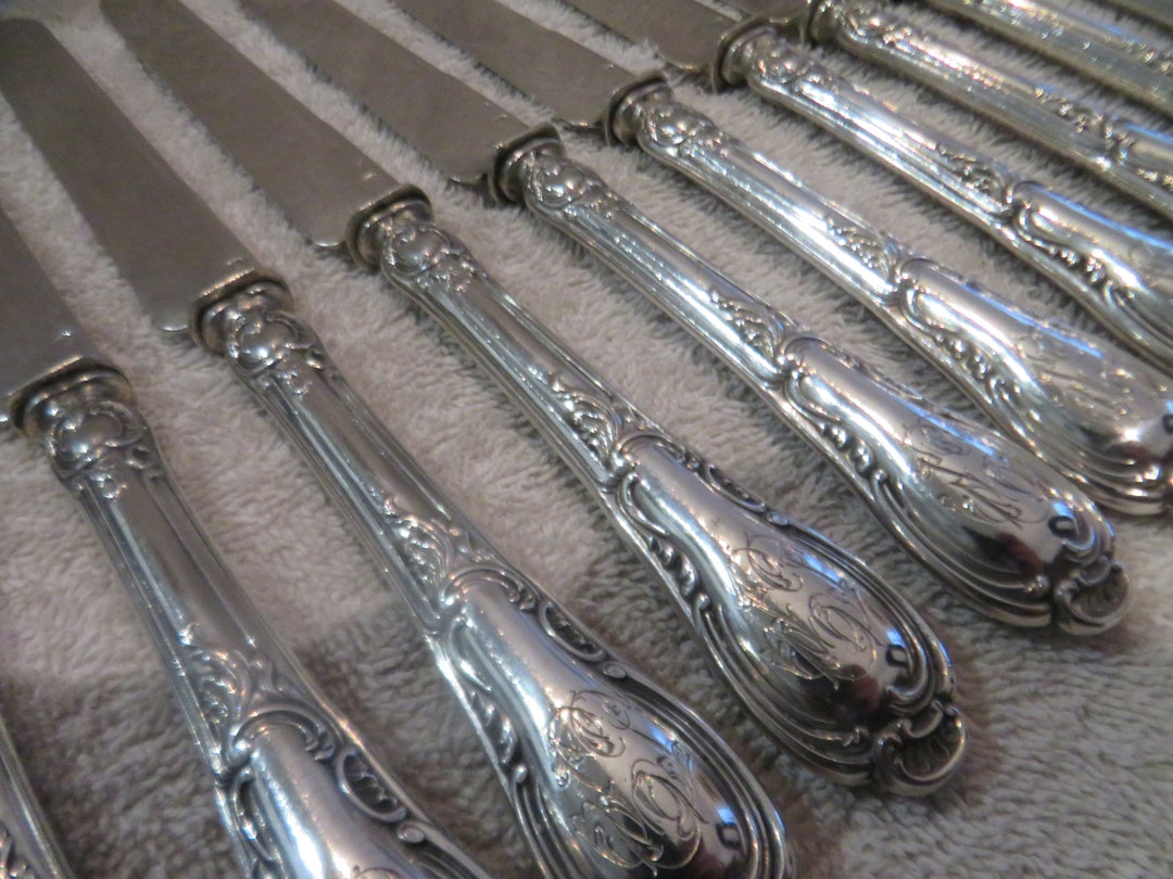 12 950 Silver Fruit Knives Minerva Rococo Style Goldsmith Martial ...