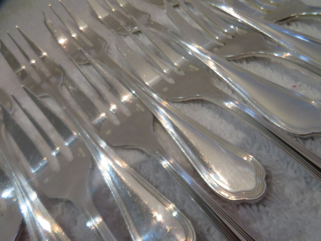 12 Silver-plated Cake Forks Goldsmith Contours Christofle Spatours ...