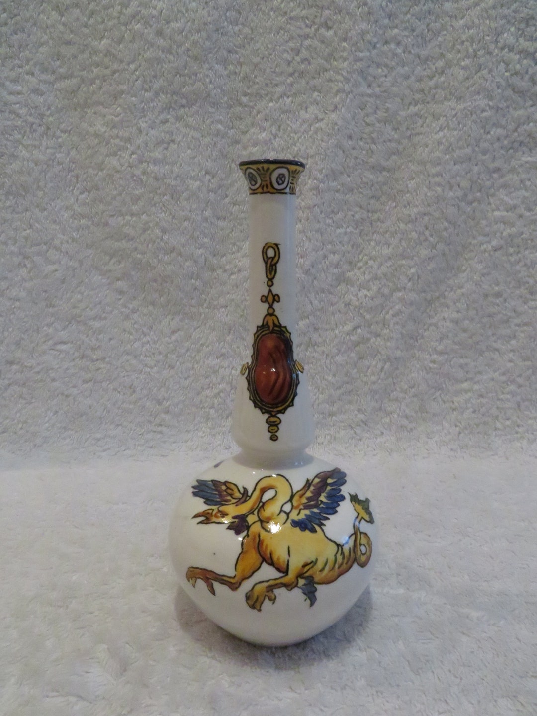 Small Vase Soliflor Faience of Gien Décor Renaissance White Background ...