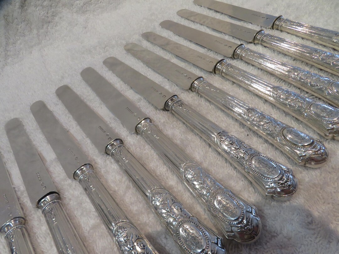 Buy Gorgeous 19th C French 950 Silver Fruit Knives Minerva (blade ...