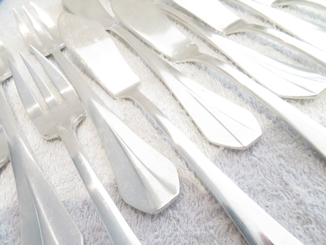 12 Silver Metal Fish Cutlery Art Deco Style With Flared Spatula 1930 ...