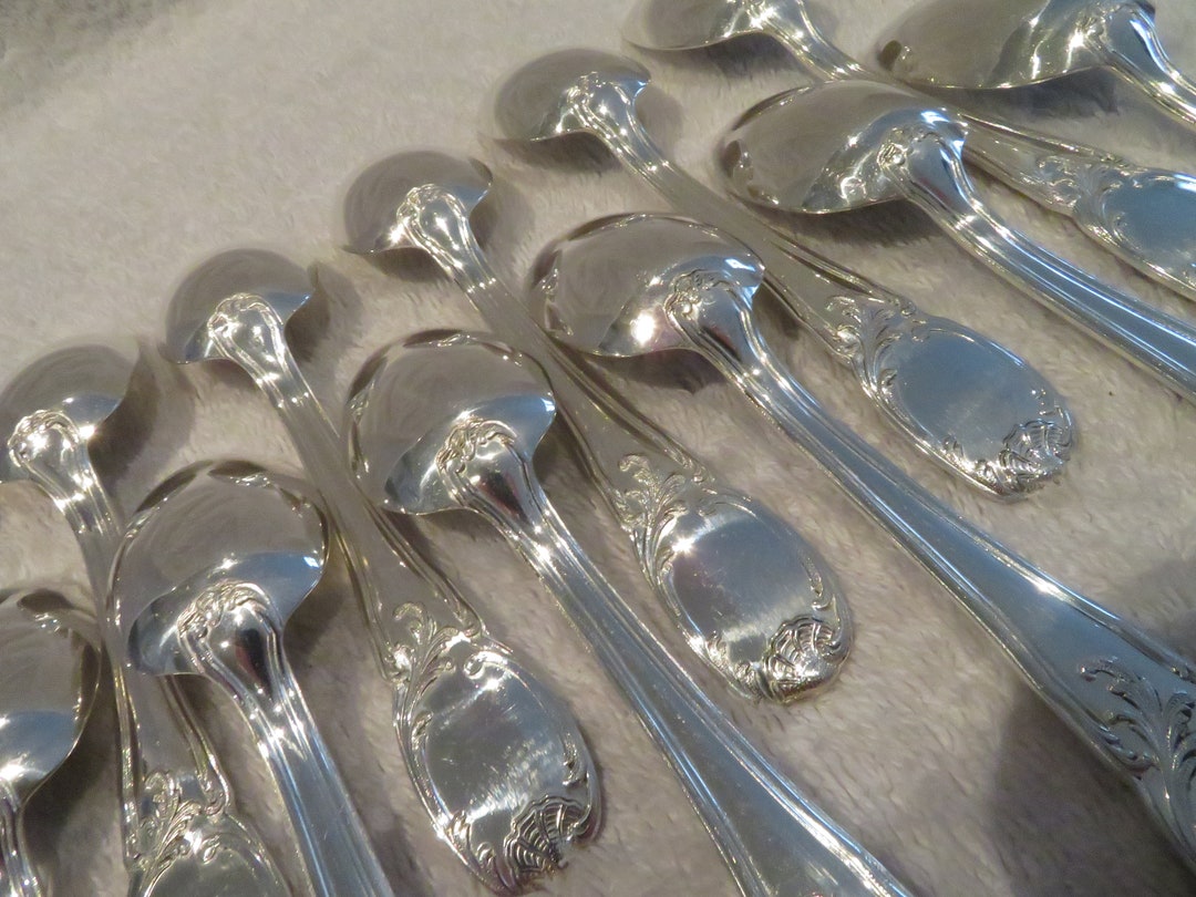 12 Teaspoons Silver Metal St Louis XV Goldsmith Lcf the French Covered ...