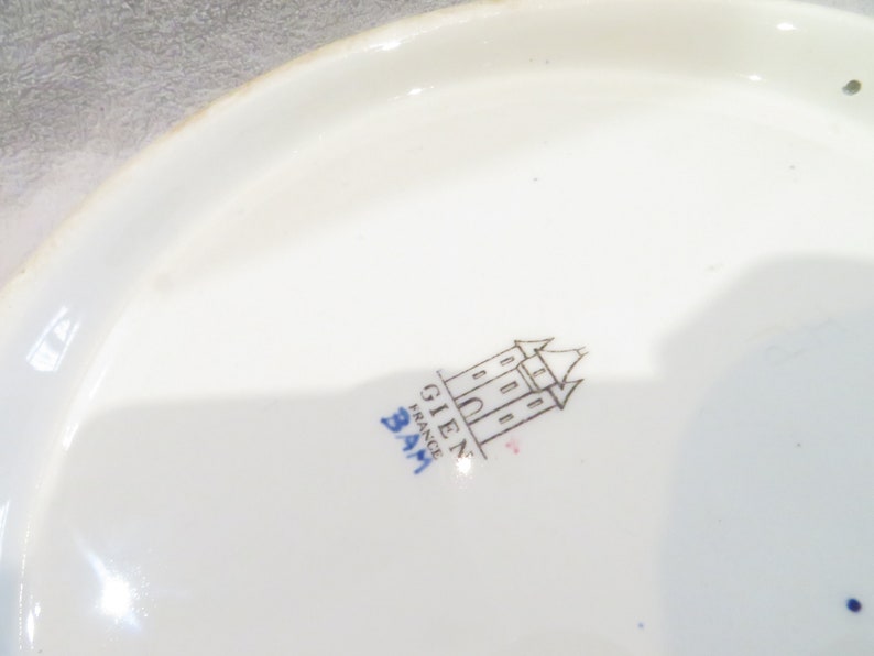 Melonnière Fruit Bowl Faience of Gien Decoration Renaissance on Blue ...