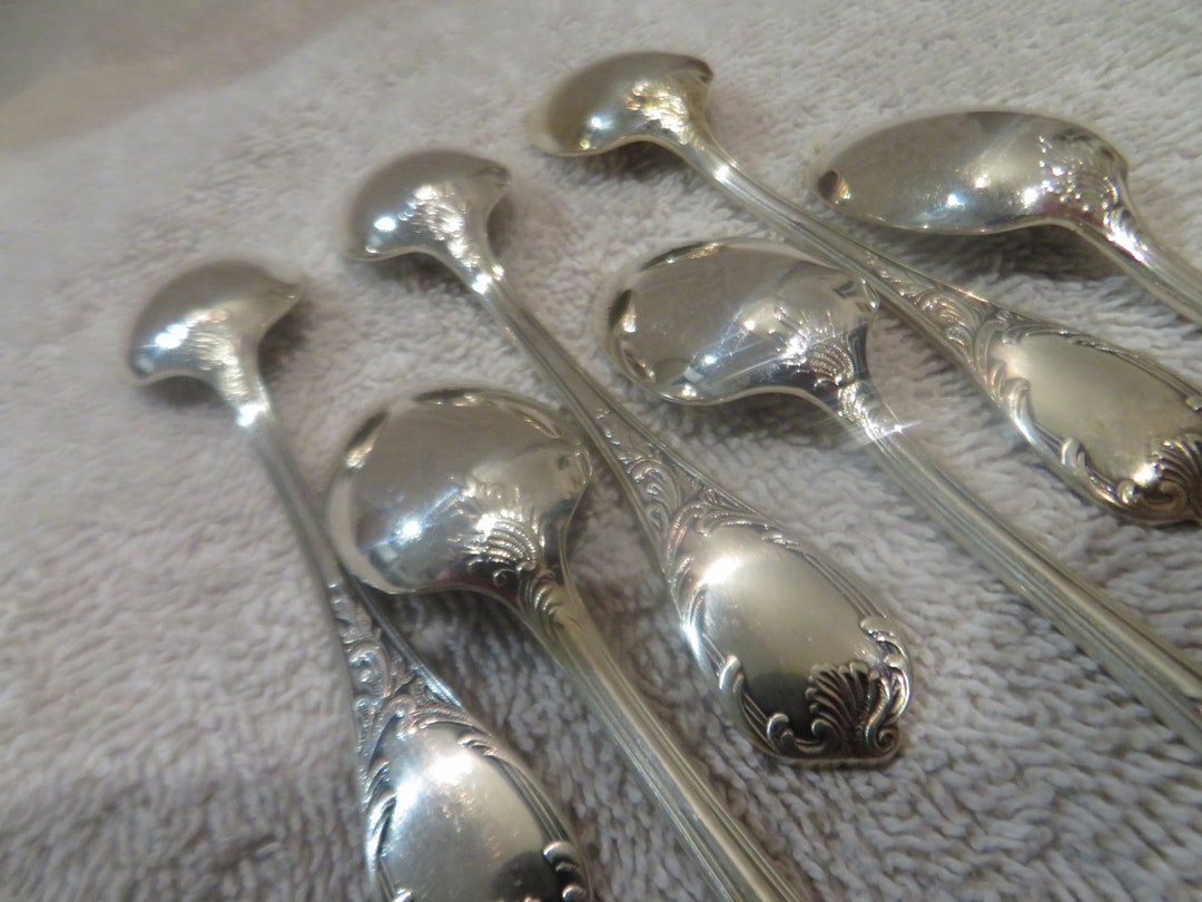 6 Mocha Spoons Silver Metal Goldsmith Christofle Model Marly Vintage ...