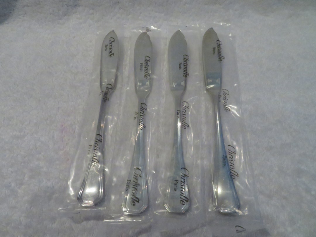 4 Silver Metal Fish Knives St Art Deco Goldsmith Christofle Mod America ...