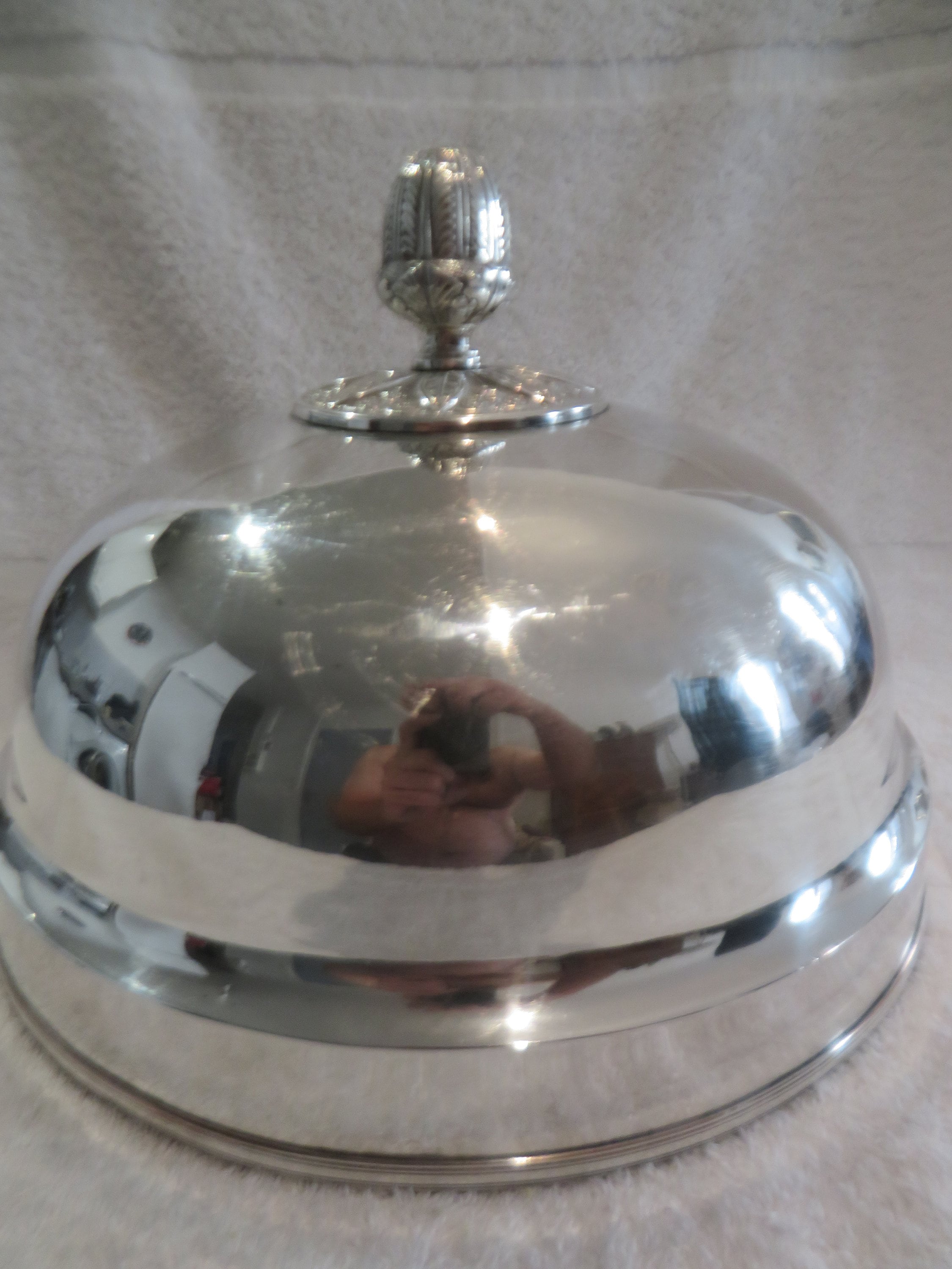 Round Silver Metal Serving Bell Socket Empire Style 19th C French ...