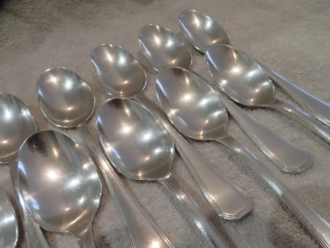 10 Silver Plated Dessert Spoons Art Deco Style Goldsmith Christofle ...