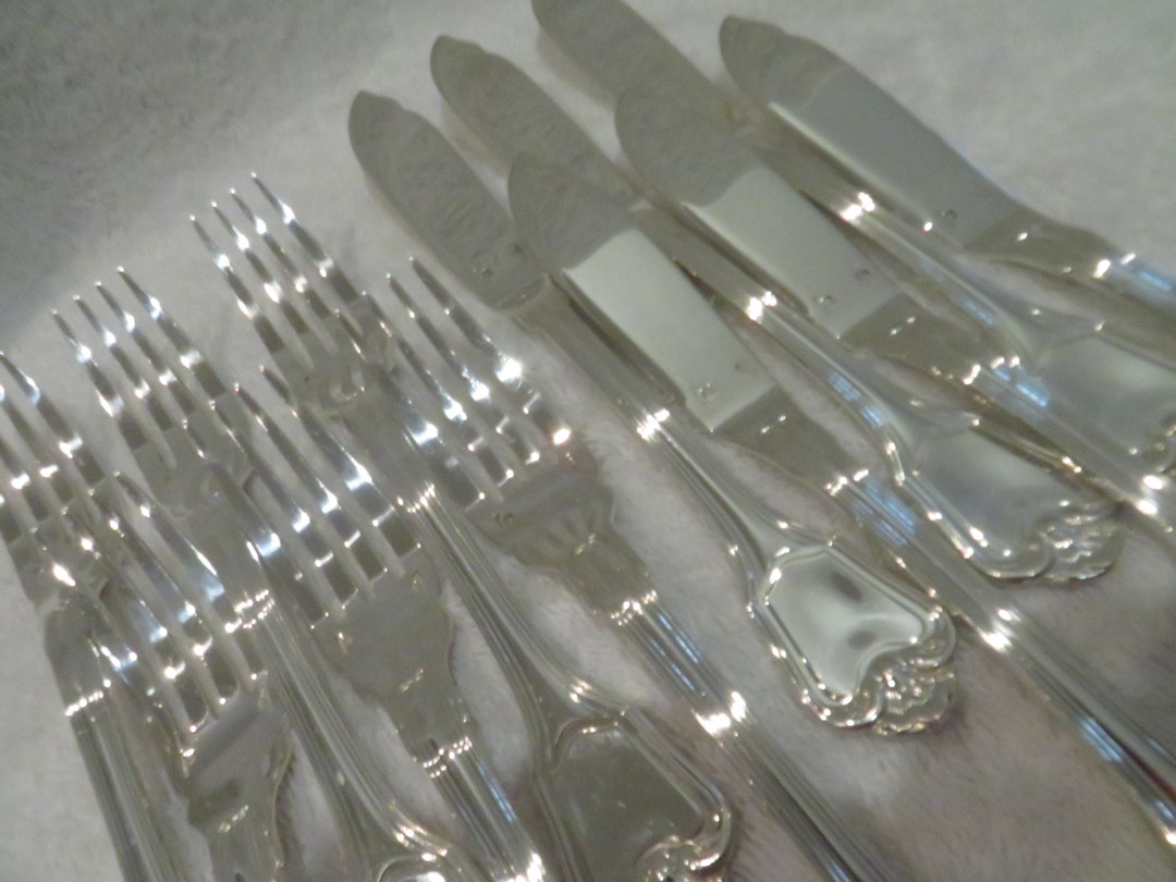 6 Silver Metal Fish Cutlery Louis XIV Style Silversmith Christofle ...