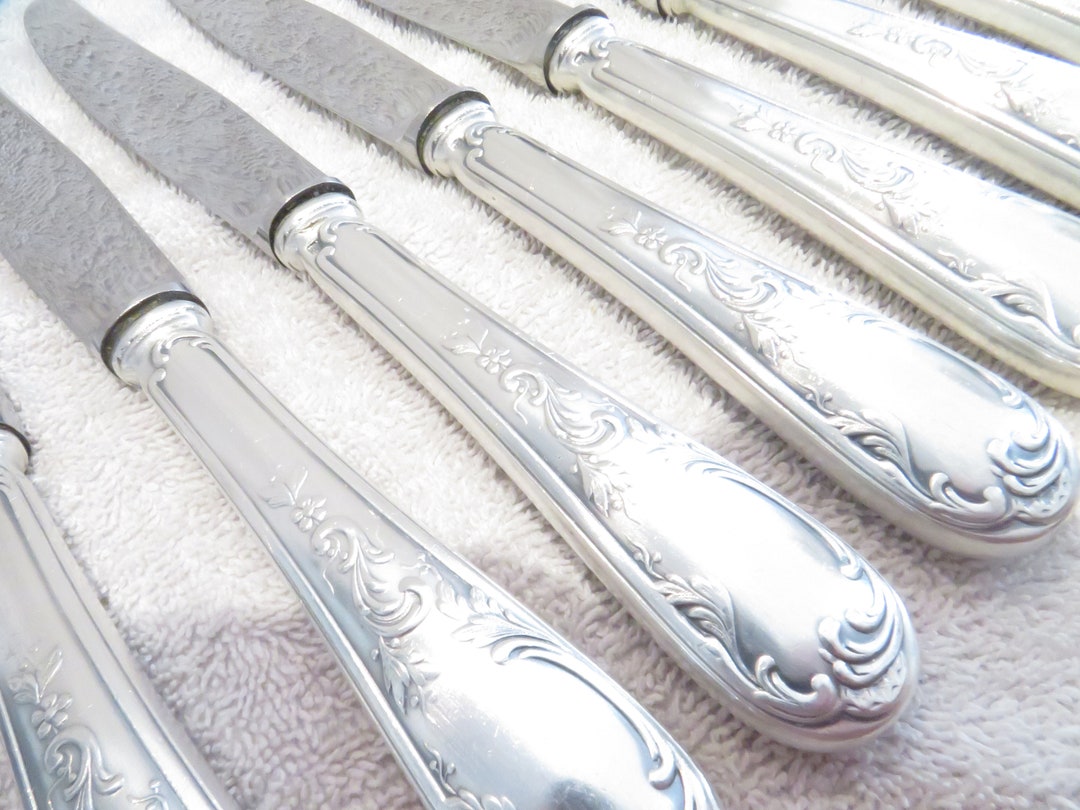 10 Table Knives With Silver Metal Handle, Rococo Style Goldsmith ...
