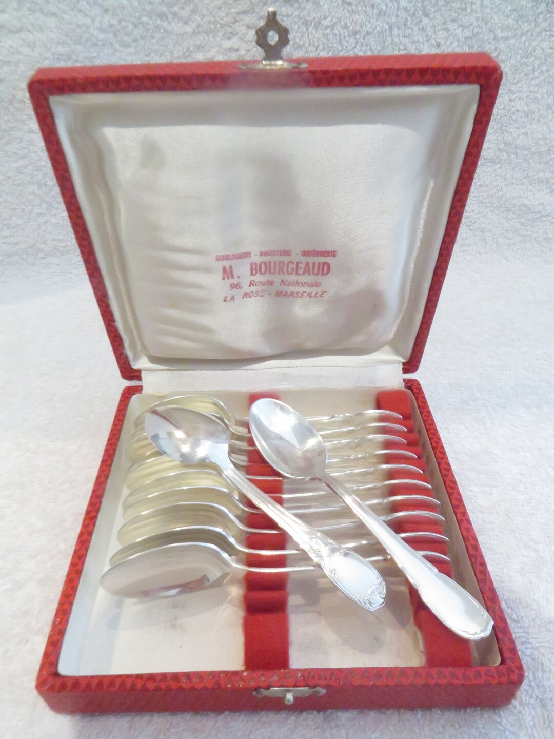 12 Mocha Spoons Silver Metal Style Louis XV Goldsmith French Goldbill ...