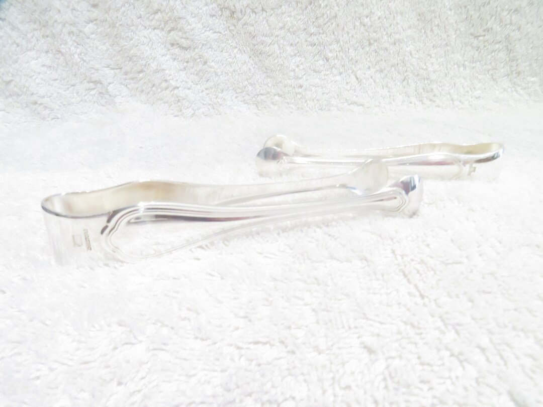 2 Sugar Tongs Silver Metal Goldsmith Christofle Model Spatours Vintage ...
