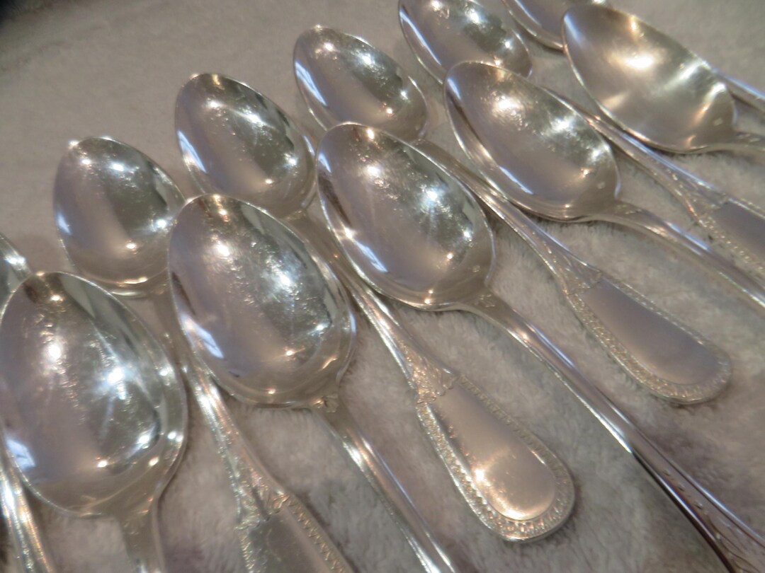 12 Silver Plated Dessert Spoons Empire Style Goldsmith F Frionnet ...
