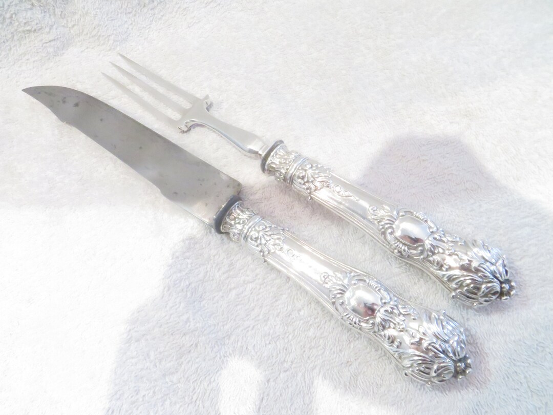 Rare Silver Fourchon Carving Set 800, 950 Vieillard Early 19th C French ...