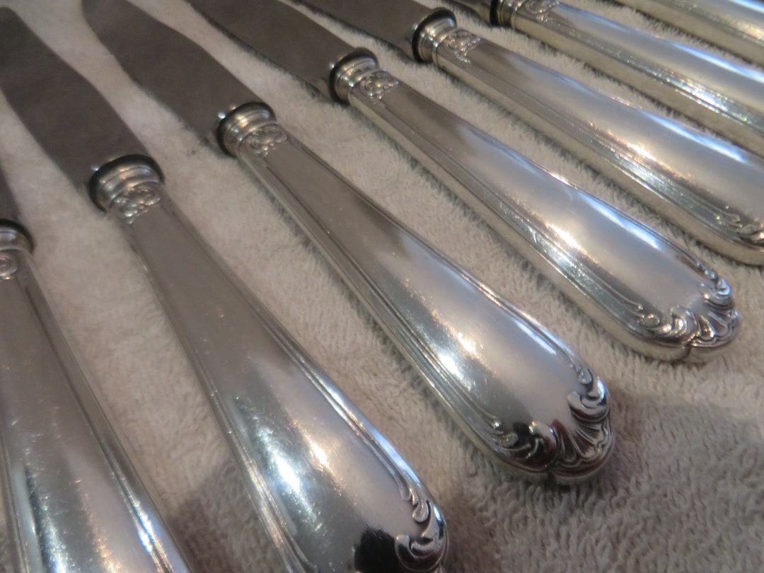 12 Silver Metal Table Knives Louis XV Style Goldsmith Felix Frères ...