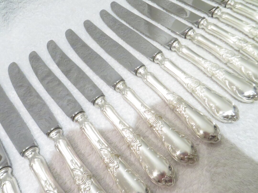 Superb 18 Table Knives Handle Metal Silver Style Rococo Goldsmith ATO ...