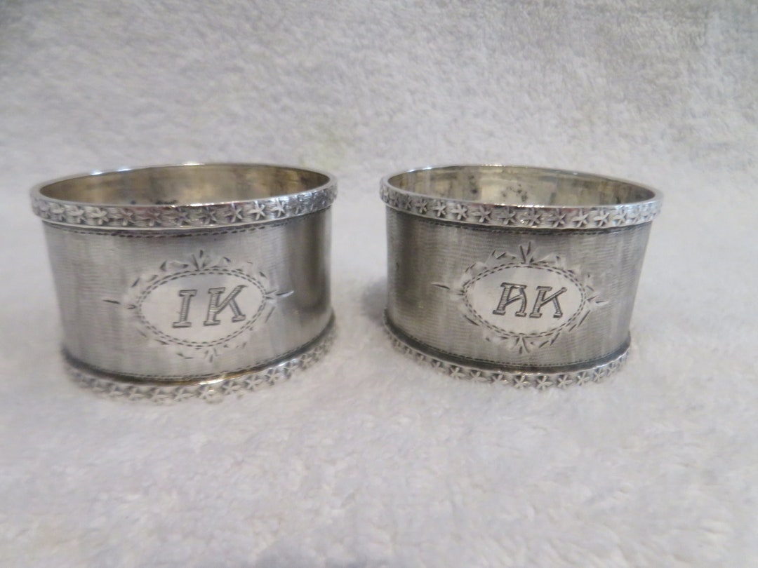 2 Silver Napkin Rings 800 Italy Decoration Medallion Friezes Star ...