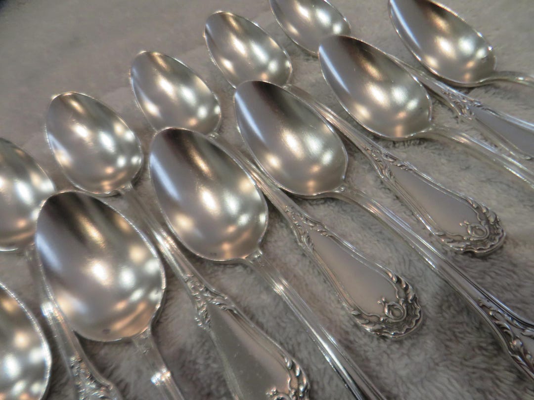 12 Louis XIV Style Silver Plated Coffee Spoons SAM Lux Vintage French ...