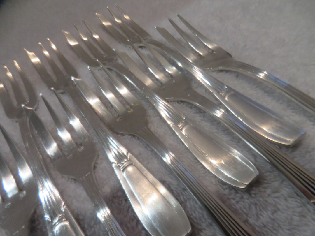 9 Silver-plated Cake Forks Art Deco Style Goldsmith SFAM French Silver ...