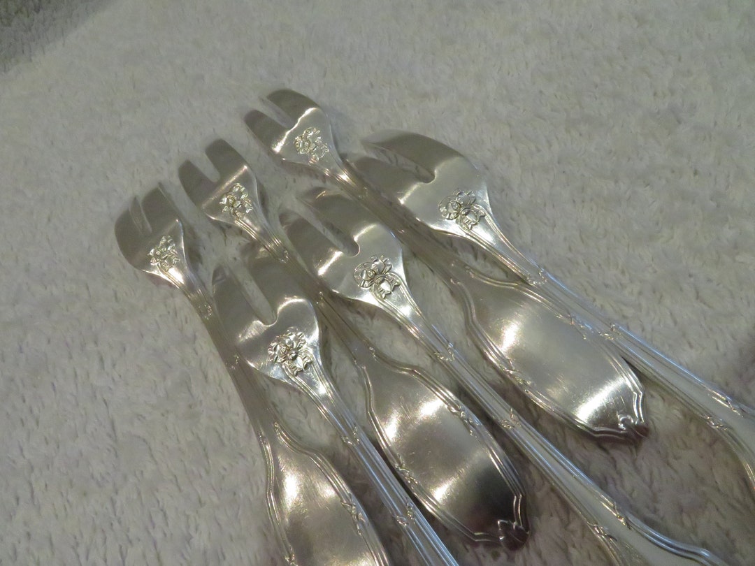 6 Crustacean Forks Silver Metal Silverware Silversmith Alfenide Style ...