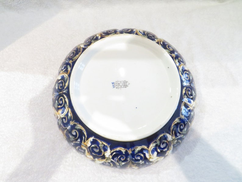 Melonnière Fruit Bowl Faience of Gien Decoration Renaissance on Blue ...