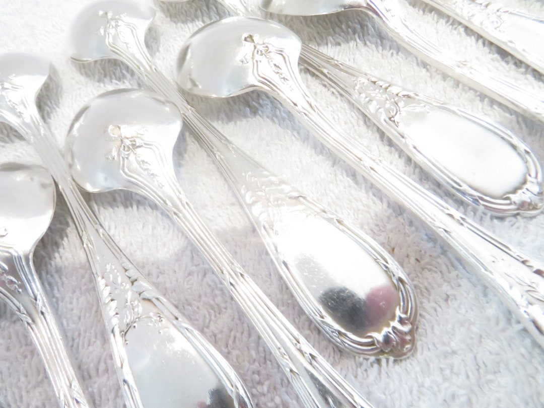 24 Silver Metal Coffee Spoons Louis XVI Style Goldsmith Ercuis Model ...