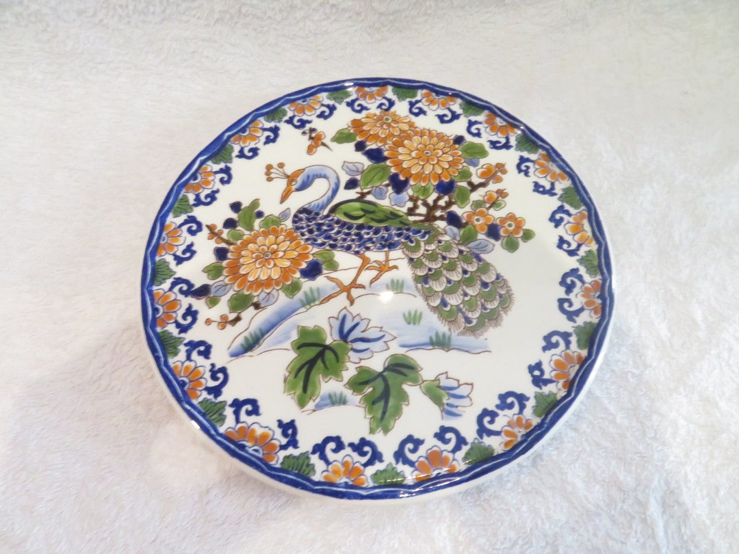Underside Round Shape Faience of Gien Cachet 1971 Peacock Decoration 21 ...