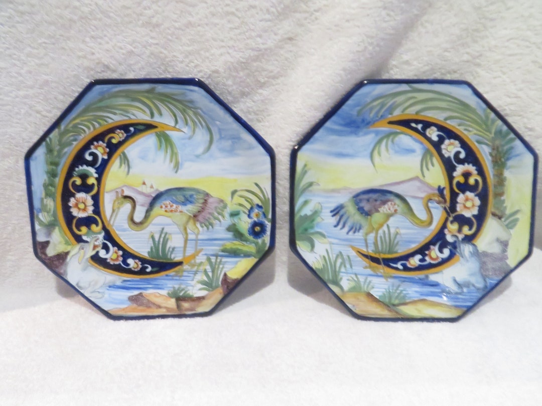 Beautiful and Rare Pair Plate Faience of Nevers Art Nouveau Style ...