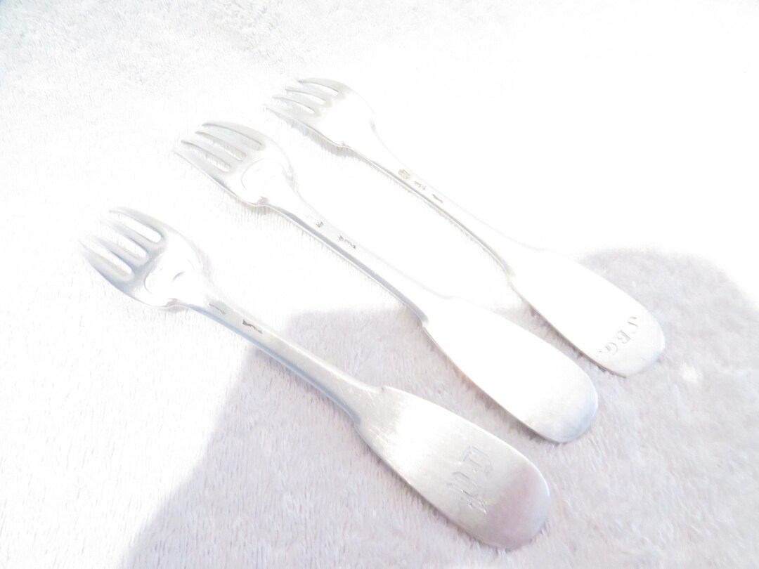 3 Solid Silver Forks for General Farmers 18th Century Plain-plated 18th ...