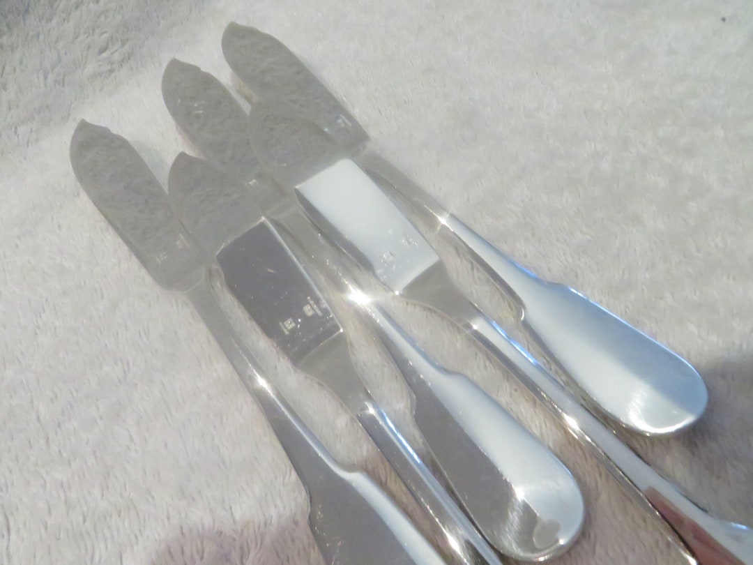5 Fish Knives Silver Metal Goldsmith Christofle Model Cluny Vintage ...