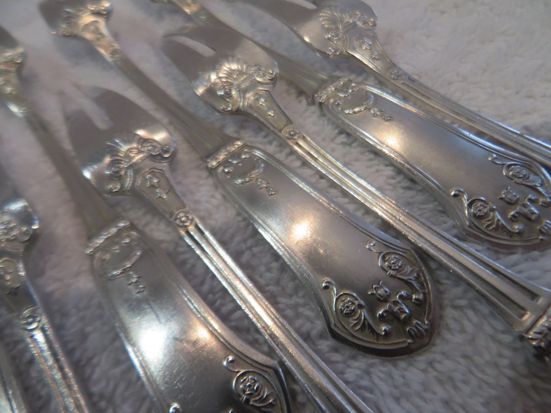 8 Silver-plated Snail Forks Empire Style Goldsmith Roux Marquiand Lyon ...