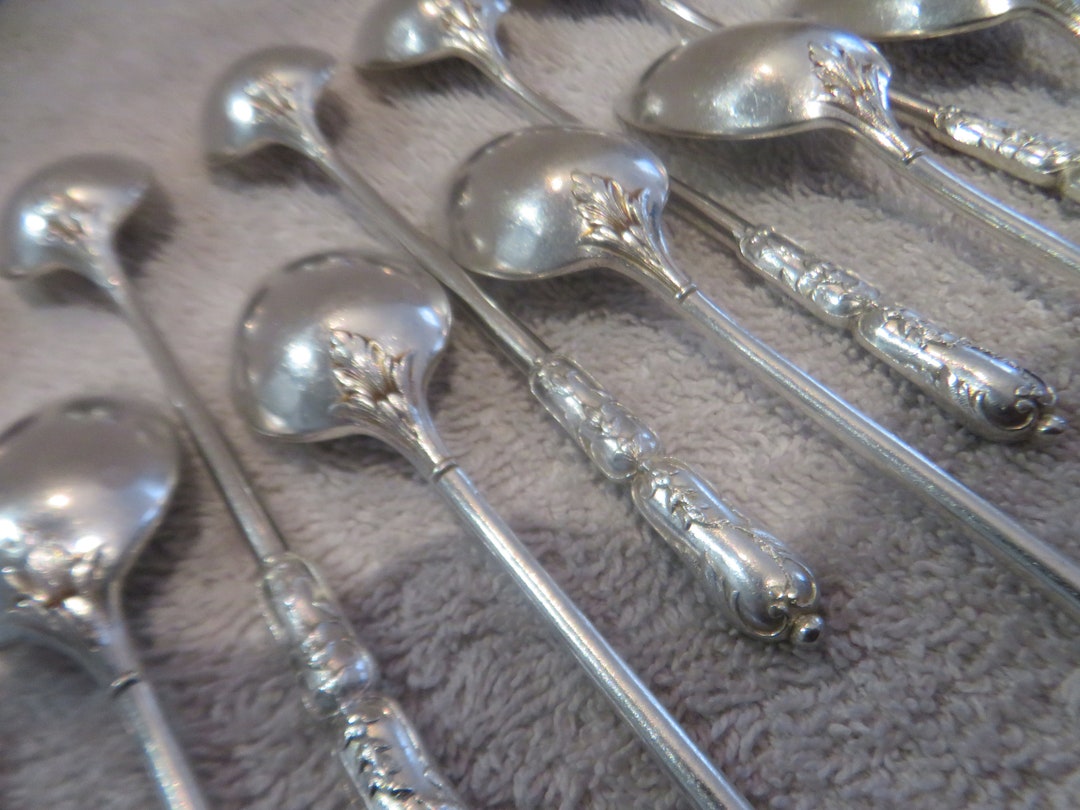 12 Teaspoons Silver Metal Goldsmith Boulenger Russian Handle St Louis ...