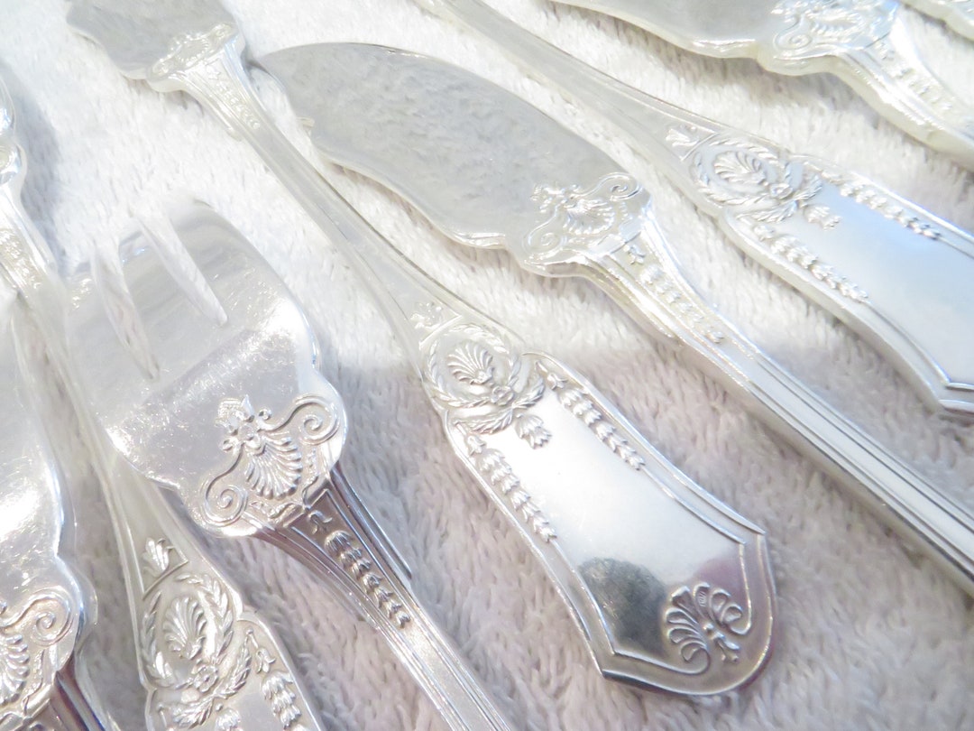10 Cutlery Fish Silver Metal Style Empire Goldsmith Boulenger Model ...