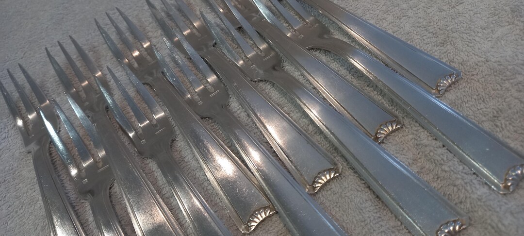 11 Silver-plated Cake Forks in Art Deco Style, Ercuis Goldsmith Model ...