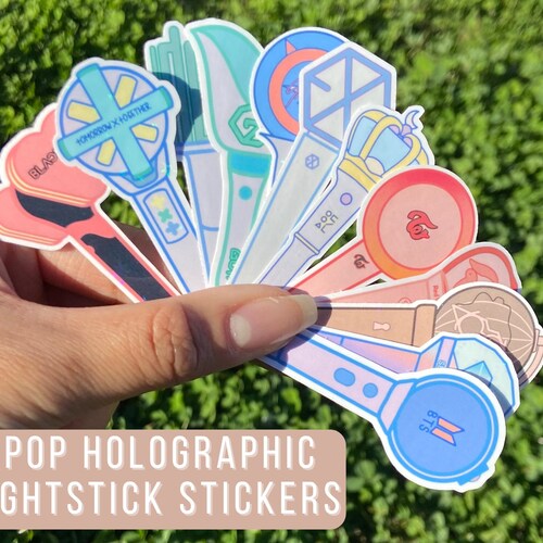 K POP Pastel Holographic Lightstick Stickers - Etsy