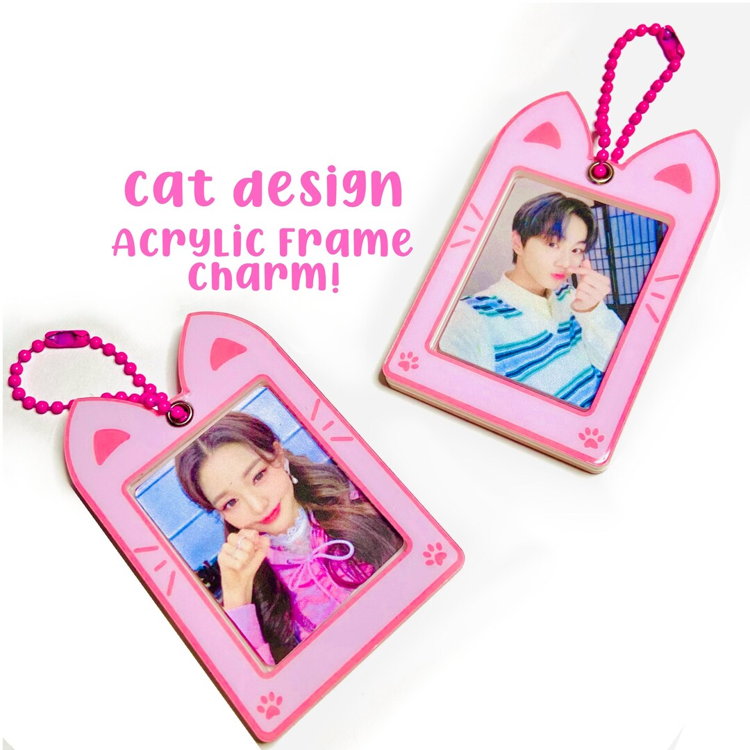 Kpop Cat Design Acrylic Frame Charm | Keychain Charm Kpop Frame ...