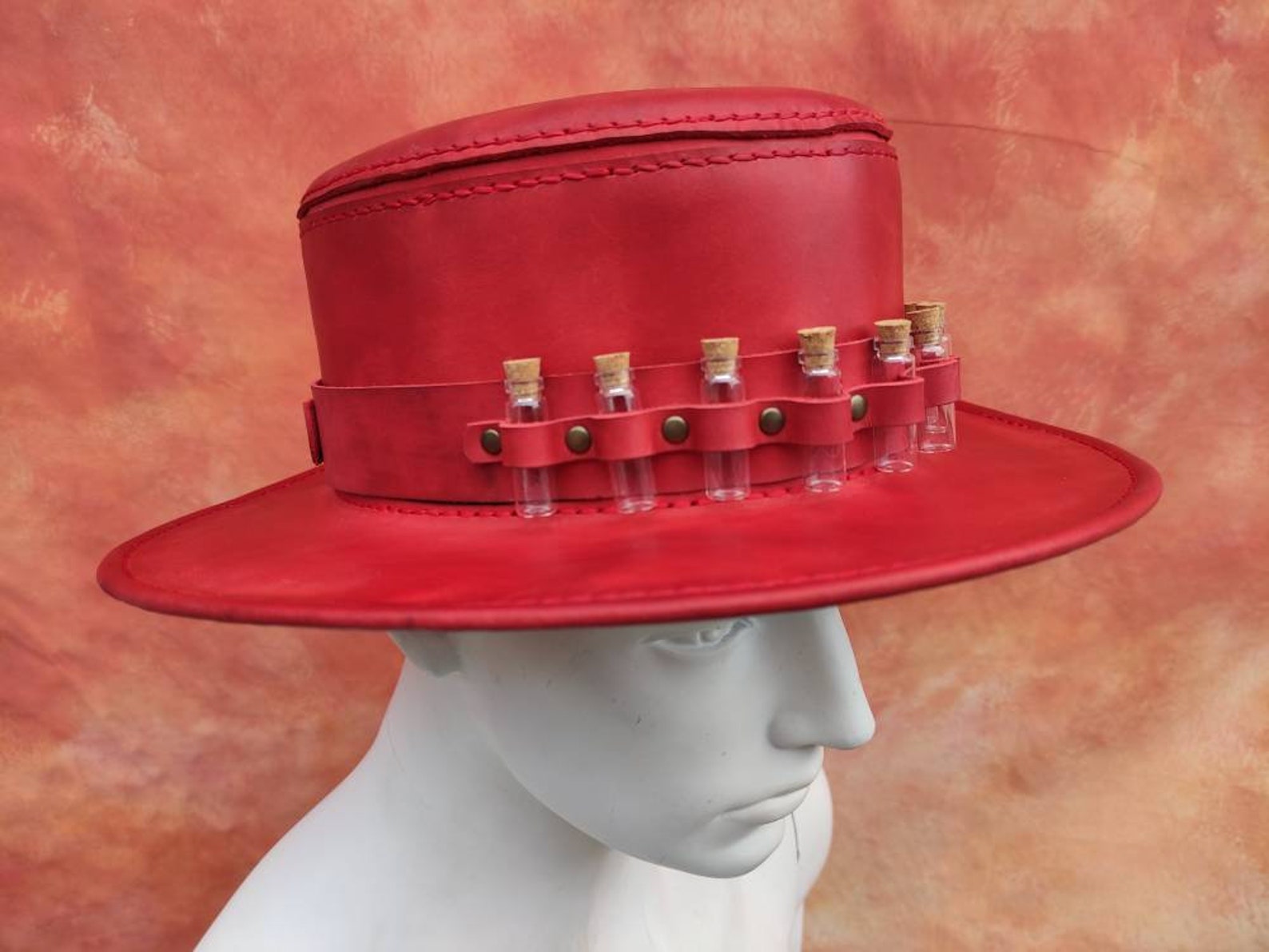 Red Leather Alchemist Hat Plague Doctor Hat Plague Doctor | Etsy