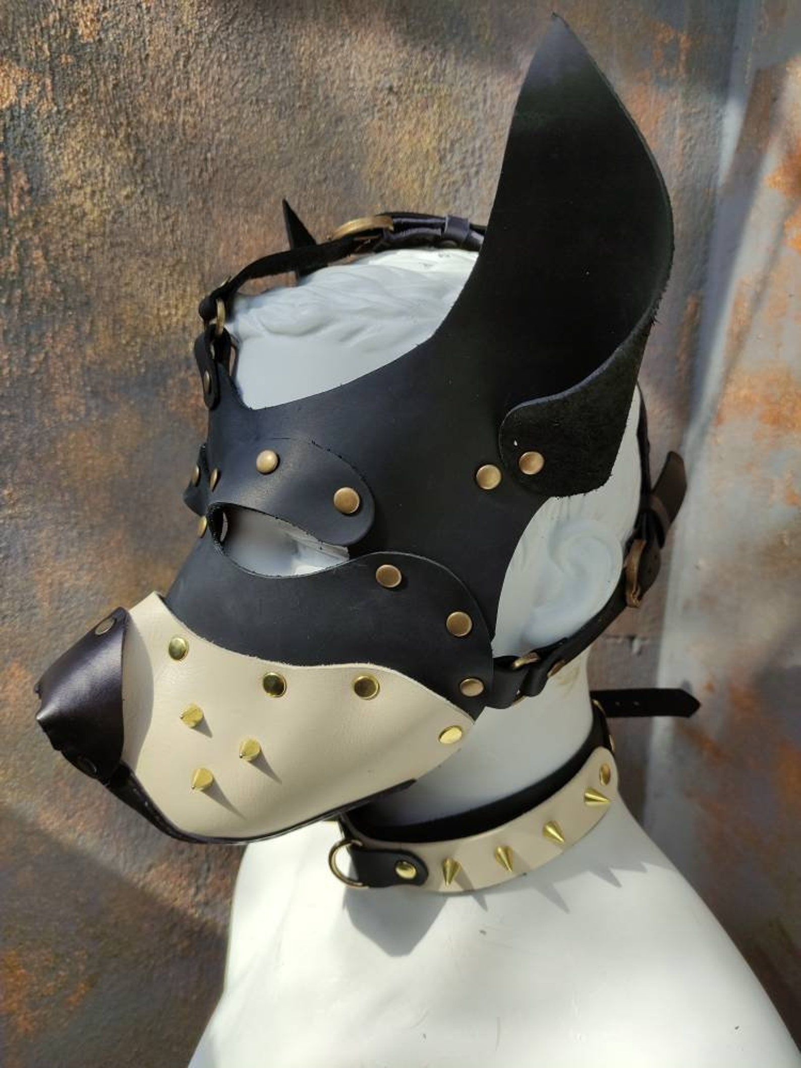 SET Leather Dog Mask and Collar Puppy Play Hood Petplay - Etsy