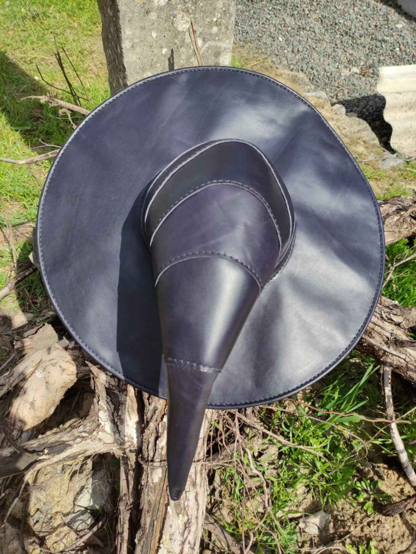 Leather Witch Wizard Hat Geniune Leather Pixie Halloween | Etsy