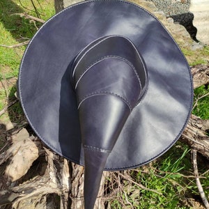 Leather Witch Wizard Hat, Geniune Leather, , Pixie, Halloween, Fairy ...