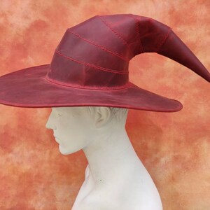 Leather Witch Wizard Hat, Geniune Leather, , Pixie, Halloween, Fairy, Woodland, Festival ...