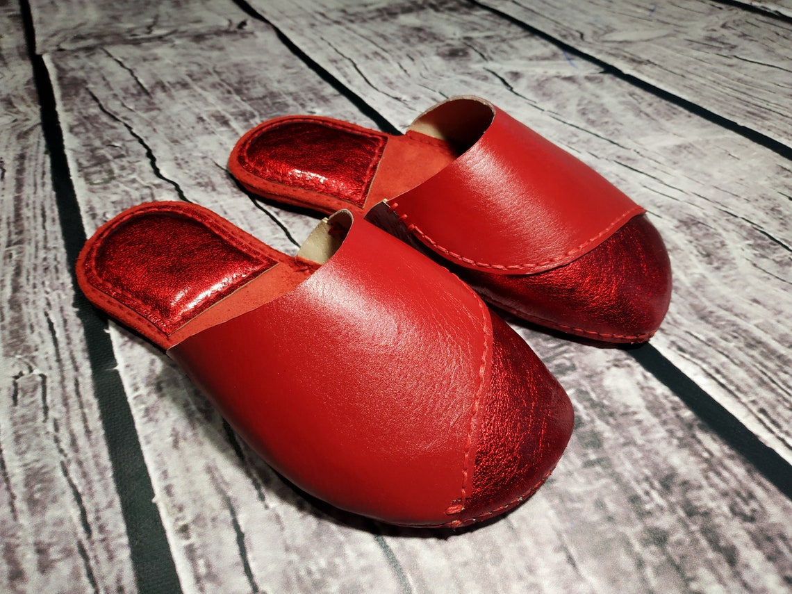 Handmade leather slippers for women | Etsy
